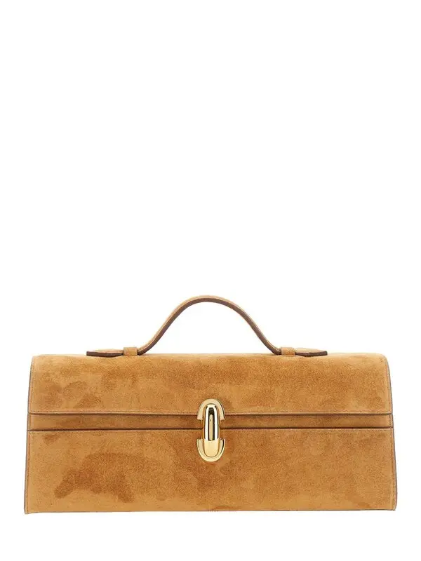 Savette Symmetry Slim Suede Clutch Bag - Tan