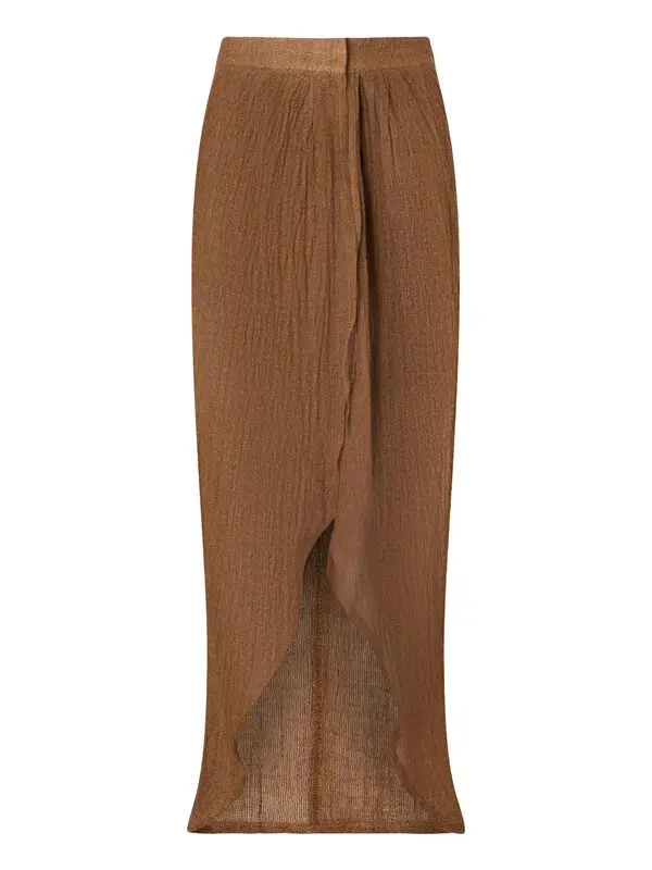 Le Kasha Organic Linen Maxi Skirt - Brown