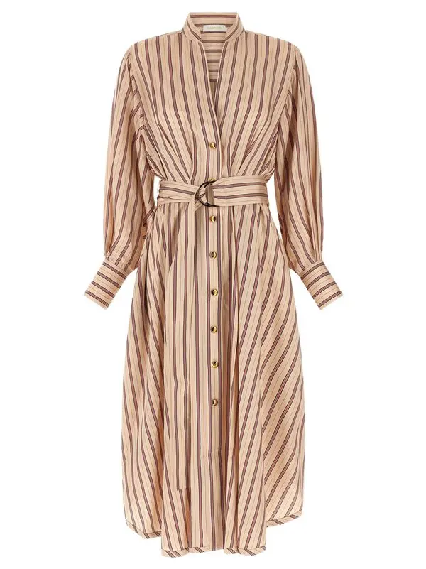Zimmermann Striped Silk Shirt Dress - Multi-color