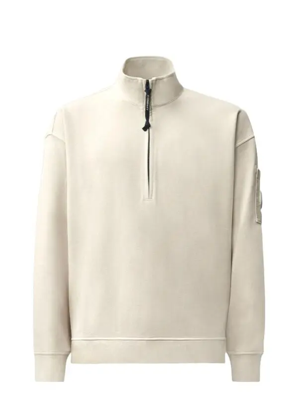 C.P. COMPANY Brushed And Emerized Diagonal Fleece Half-zip Sweatshirt - Silver Birch