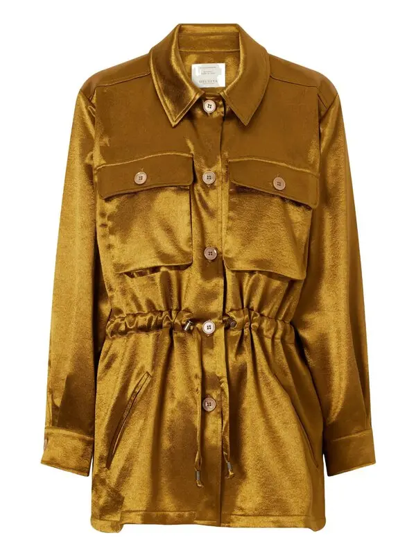 Giuliva Heritage Drawstring Satin Jacket - Brown