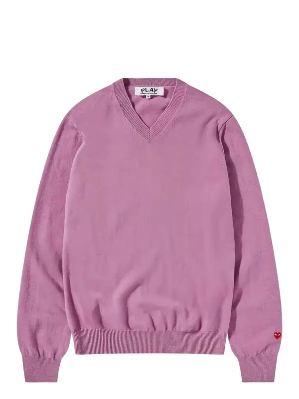 Play Comme Des Garcon Logo-detail V-neck Sweater - Purple
