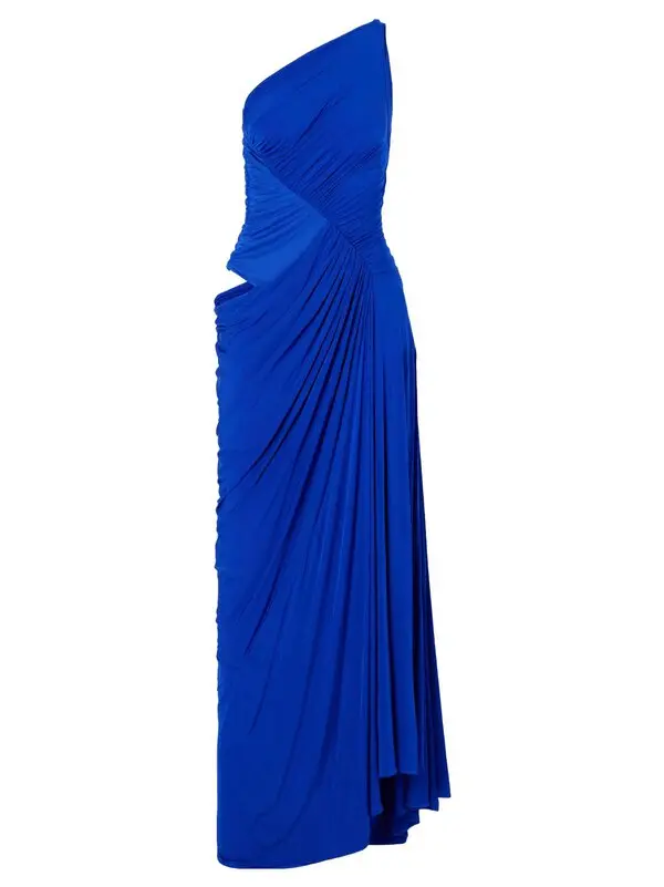 Alex Perry One-shoulder Gathered Mesh And Jersey Gown - No