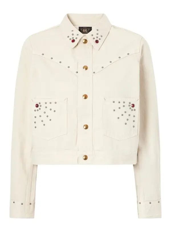 Ralph Lauren Ida Cropped Embellished Denim Jacket - No