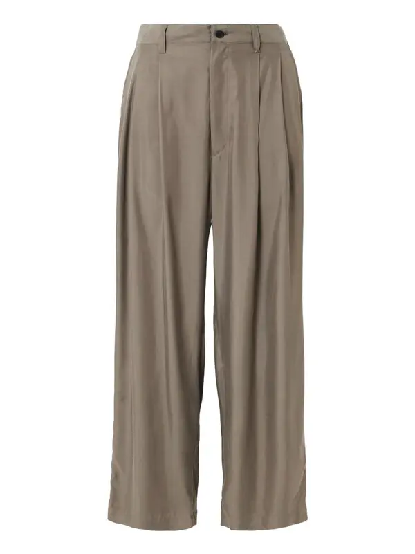 SSSTEIN Pleated Twill Wide-leg Pants - Gray