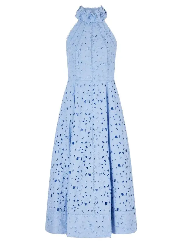 Rebecca Vallance Halterneck Midi Dress - Blue