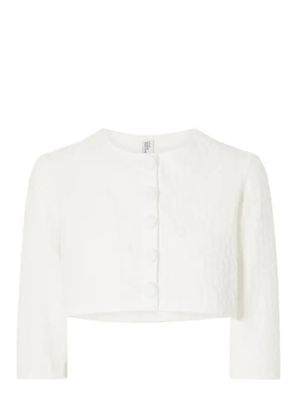 Lisa Marie Fernandez Cropped Floral-jacquard Cardigan - No