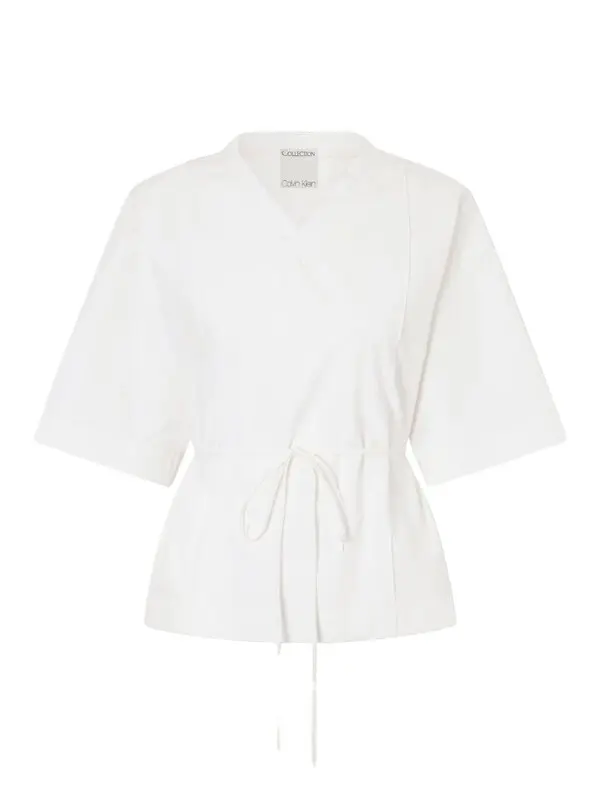 Calvin Klein Cotton-poplin Wrap Blouse - No