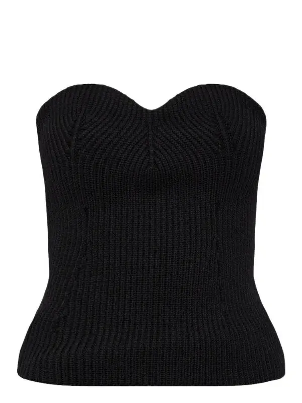 JIL SANDER Ribbed-knit Strapless Top - Black
