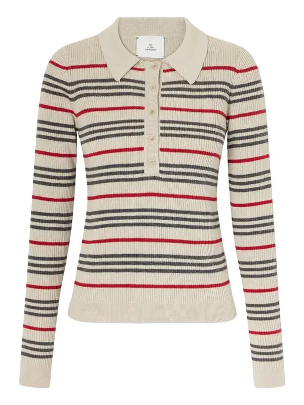 THE ELDER STATESMAN Striped Wool, Silk And Linen-blend Knitted Polo - No