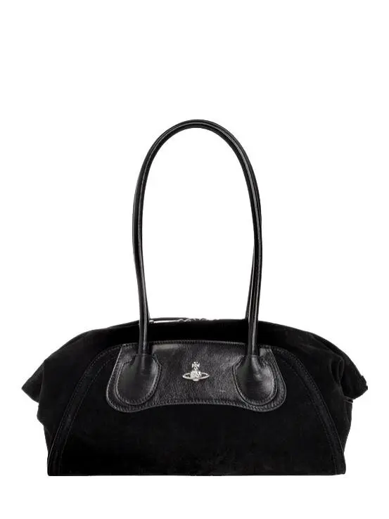 VIVIENNE WESTWOOD Orb Plaque Suede-panelled Shoulder Bag - Black