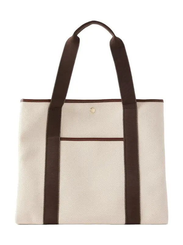 Rue De Verneuil Leather And Webbing-trimmed Canvas Tote - No