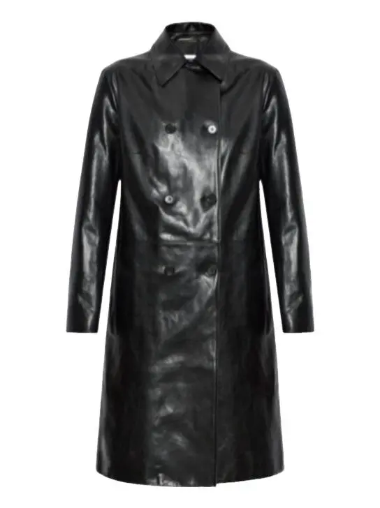 JIL SANDER Long-sleeved Leather Coat - Black