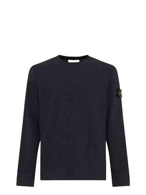 Stone Island Logo Patch Crew Neck Sweatshirt - Black