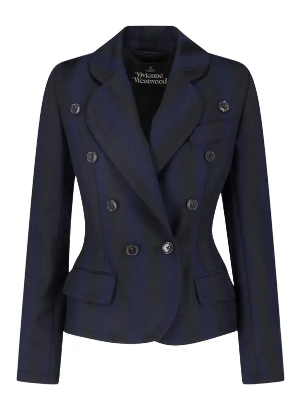 VIVIENNE WESTWOOD Striped Double-breasted Blazer - Navy