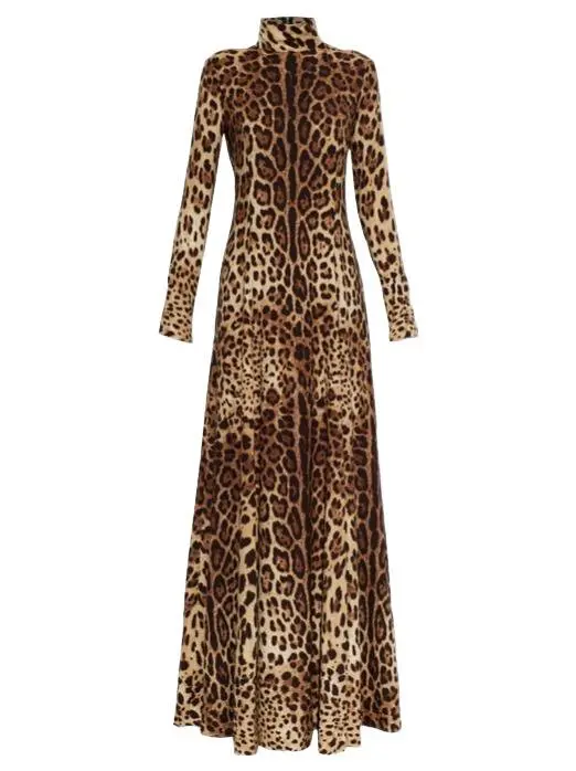 Dolce & Gabbana Leopard-print Silk Maxi Dress - Brown