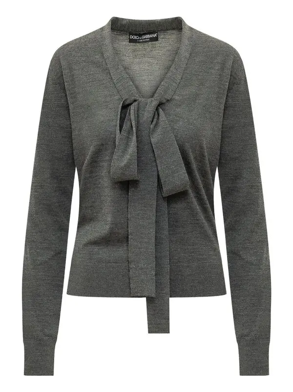Dolce & Gabbana Bow Detailed Knitted Top - Grey