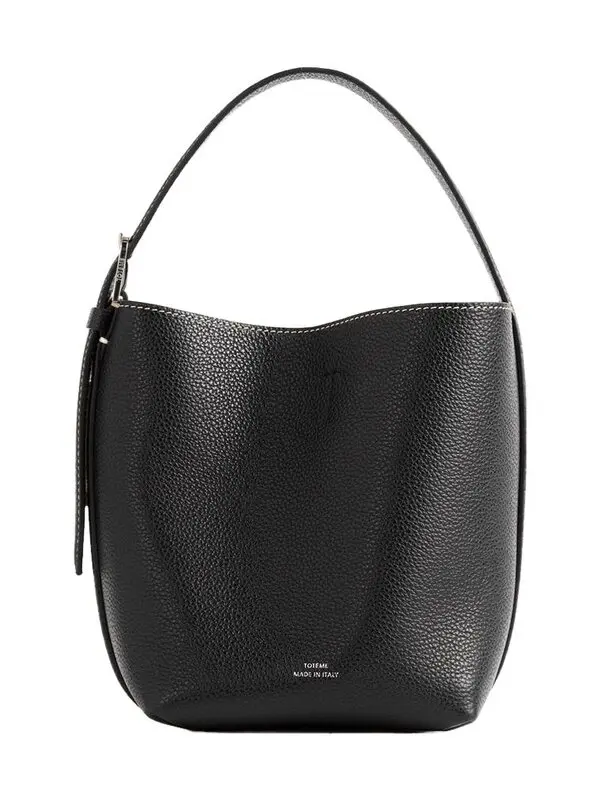 TOTEME Grained-leather Belted Tote - Black