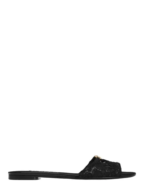 Dolce & Gabbana Lace Flat Slides - Black