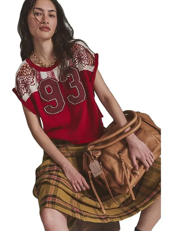 Free People Varsity Vibe Muscle Tee - Red Combo