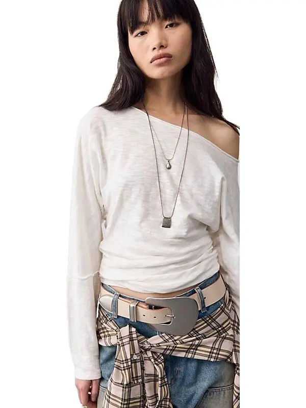 Free People Europa Off-the-shoulder Long Sleeve Top - Ivory