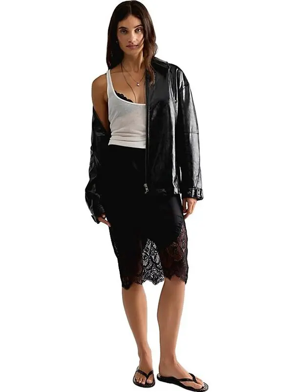 Norma Kamali Bias Lace Half Slip - Black