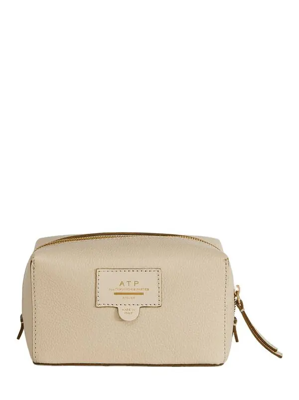 ATP ATELIER Grained Leather Capanne Beauty Bag - Mandorla