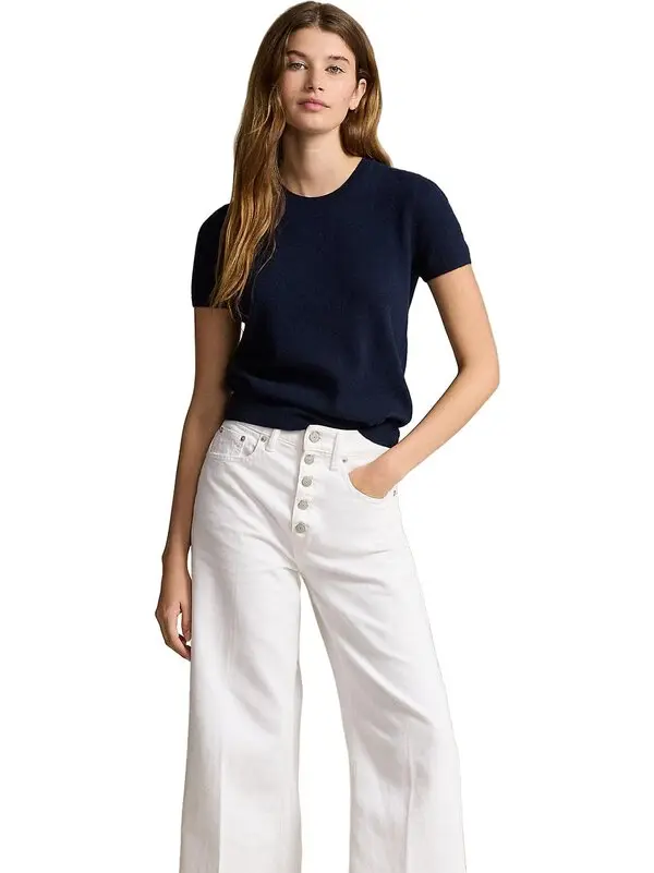 Ralph Lauren Cashmere Short-sleeve Crewneck Sweater - Hunter Navy