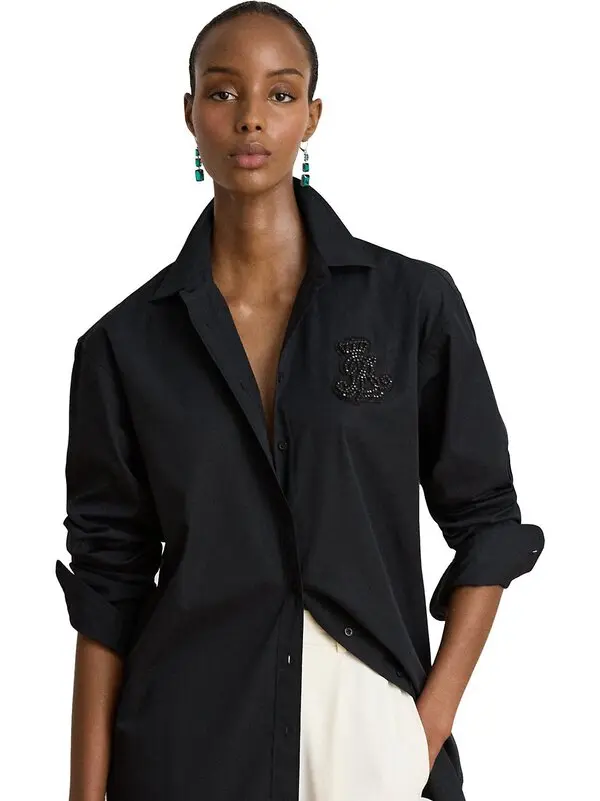Ralph Lauren Relaxed Fit Rhinestone-bullion Shirt - Black