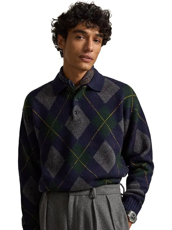 Ralph Lauren Relaxed Fit Argyle Wool-mohair Sweater - Navy Multi