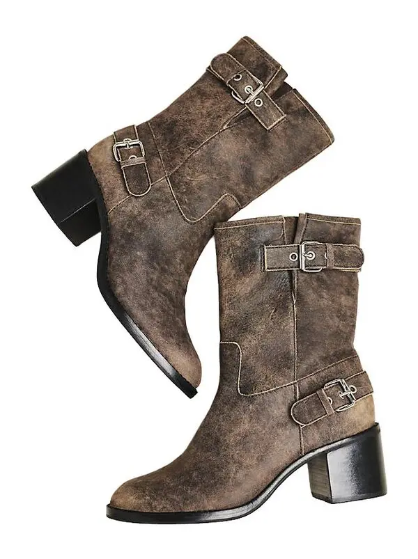 Anthropologie Moto Mid-calf Boots - Black