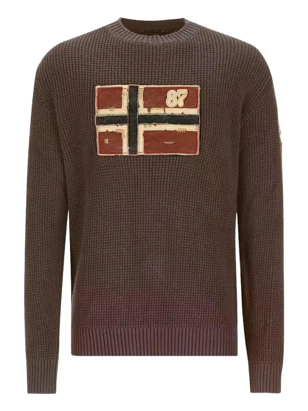 NAPAPIJRI Archive Logo-patch Waffle-knit Sweater - Brown