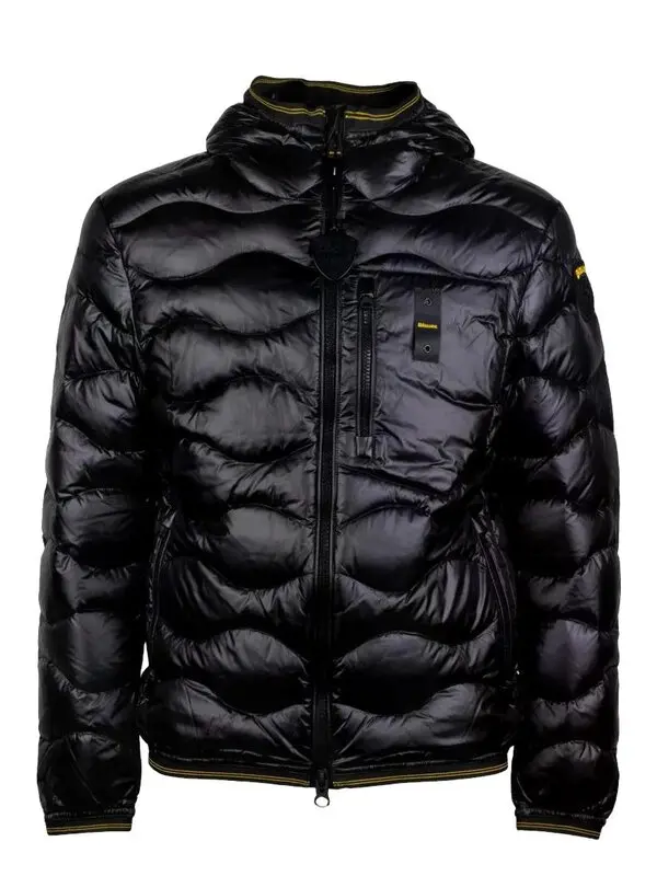 BLAUER. Wave-quilted Hooded Jacket - Black