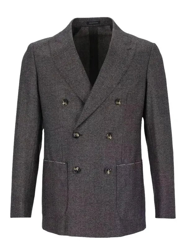 AL DUCA D’AOSTA 1902 Double-breasted Herringbone Wool Suit - Grey
