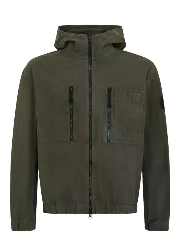 Stone Island 1200011 Organic-cotton Ripstop Comfort-fit Hooded Overshirt With Zip Pockets - Grey
