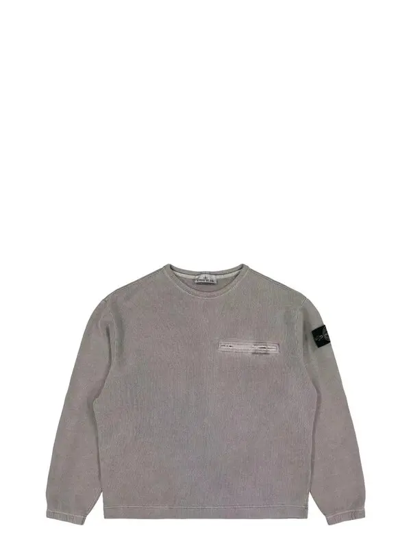 Stone Island 6100028 Mineral-dyed Cotton-fleece Oversized-fit Crewneck Sweatshirt With Chest Pocket - Grey