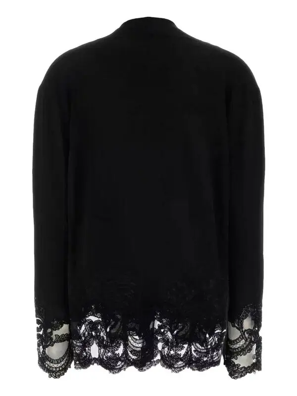 Ermanno Scervino Lace-trim Wool Cardigan - Black