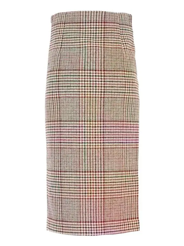 Federica Tosi Prince Of Wales Check Front-slit Midi Skirt - Neutrals