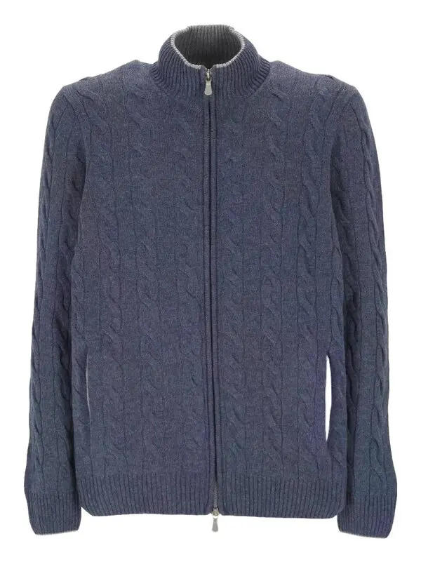 GRAN SASSO Cable-knit Zip-up Cardigan - Blue