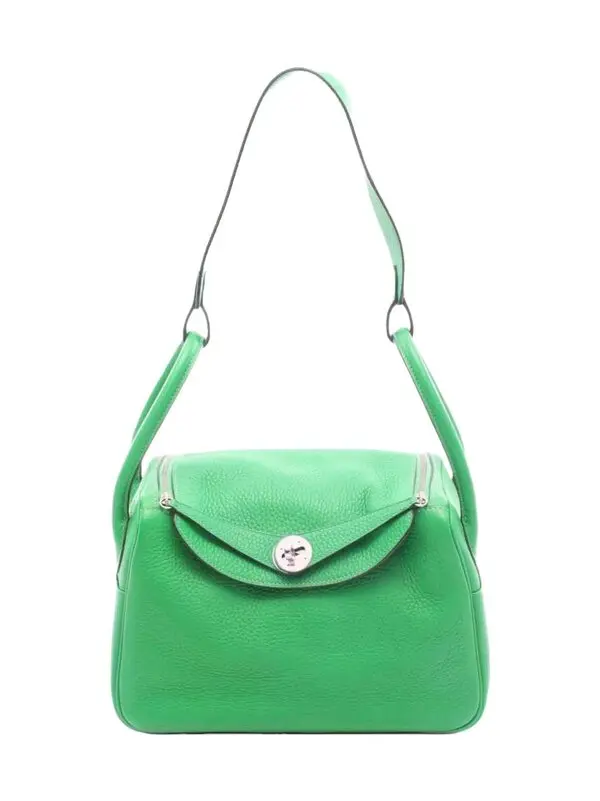 Hermès Clemence Leather Lindy Tote Bag - Green