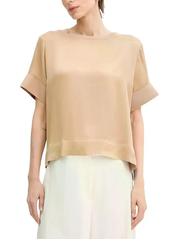 Sisley Short-sleeve Satin Top - Neutrals