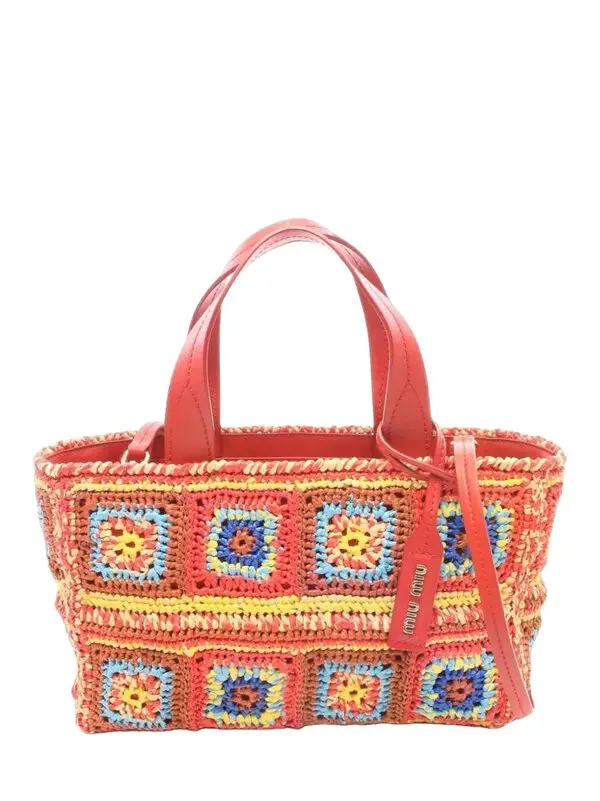 Miu Miu Crochet Patchwork Tote Bag - Red