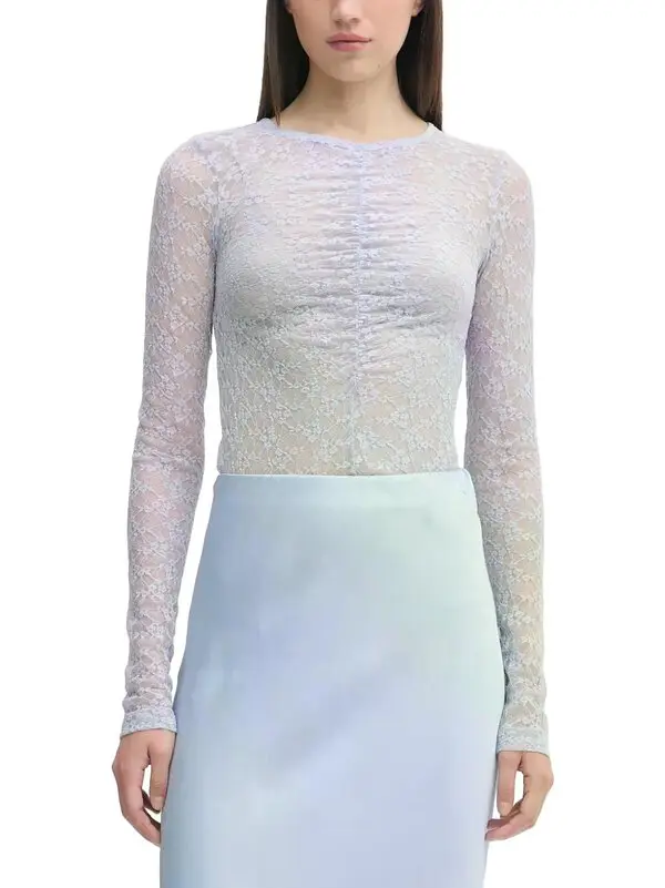 Sisley Ruched Lace Top - Blue