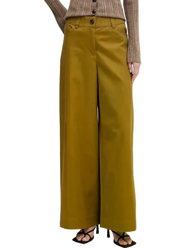 Sisley Wide-leg Elasticated Trousers - Brown