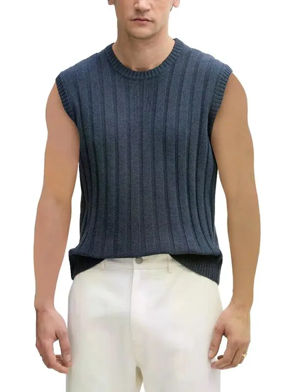 Sisley Ribbed-knit Sweater Vest - Blue