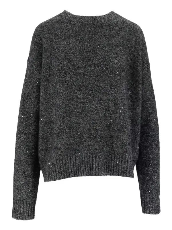ELEH Sequin-embellished Long-sleeve Sweater - Grey