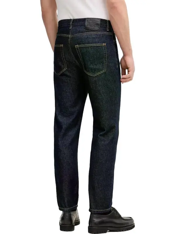 Sisley Contrast-stitch Logo-patch Jeans - Blue