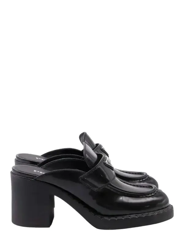 Prada Logo Block-heel Loafers - Black