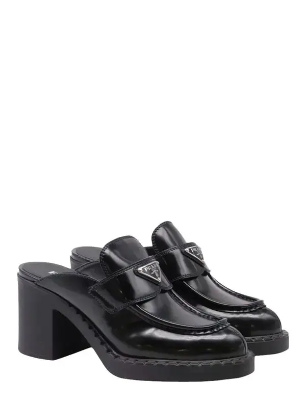 Prada Logo Block-heel Loafers - Black