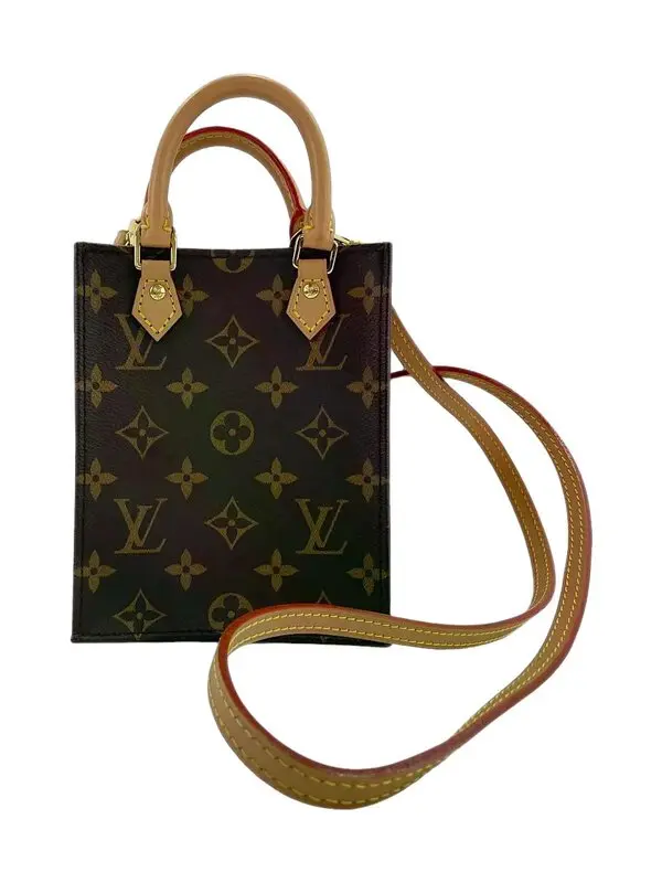LOUIS VUITTON Petit Sac Plat Monogram Handbag - Brown